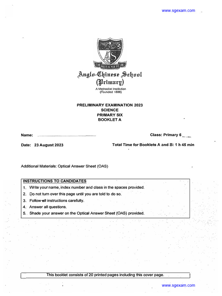 2023 P6 Science Prelim ACSP | PDF