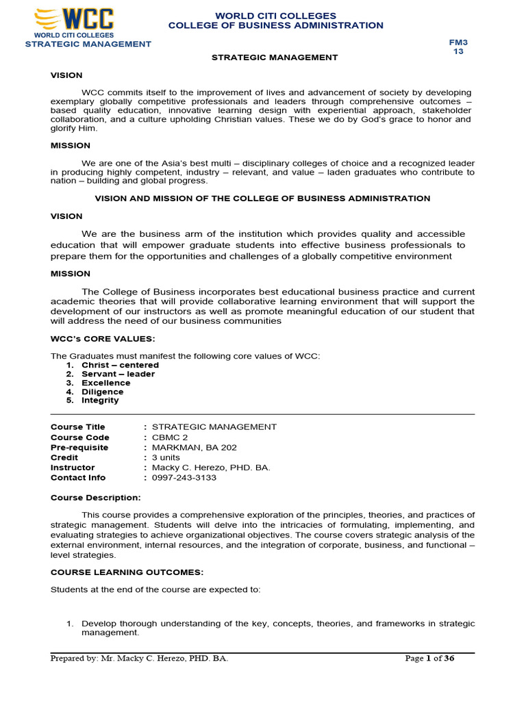 strategic management module | PDF | Strategic Management | Strategic Planning