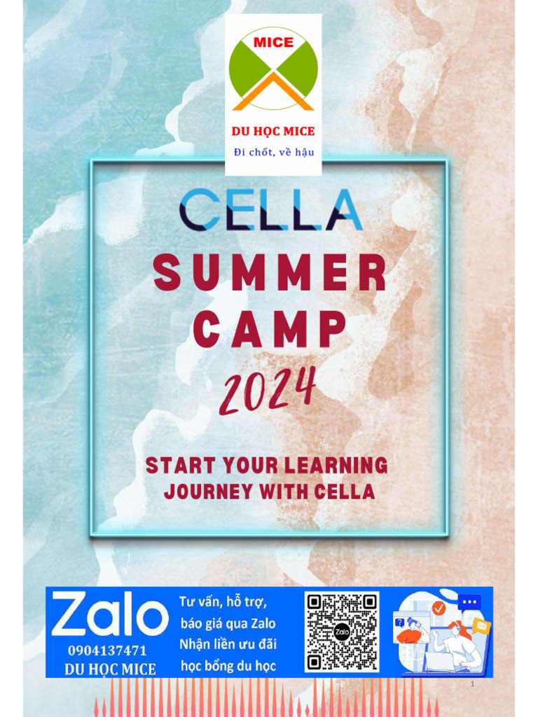 Du Hoc MICE - CELLA JUNIOR CAMP 2024 | PDF