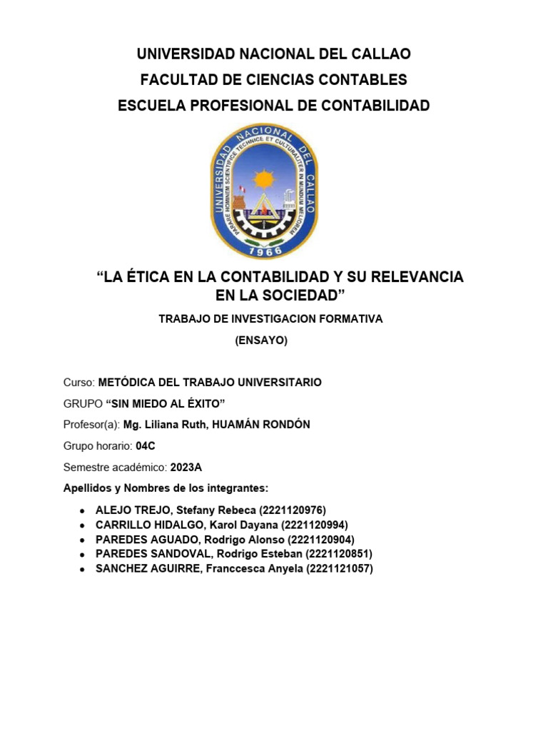 Invest Form MTU23A GRUPO SIN MIEDO AL EXITO 04C | PDF | Contabilidad | Moralidad