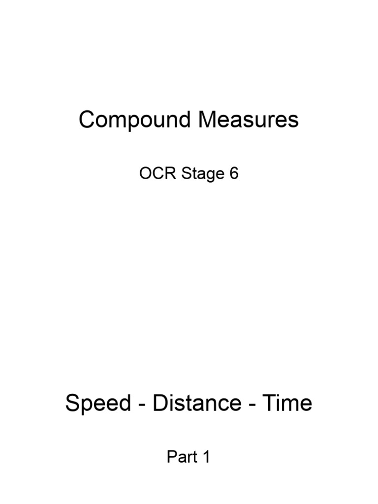 Speed, Distance and Time | PDF | Speed | Density