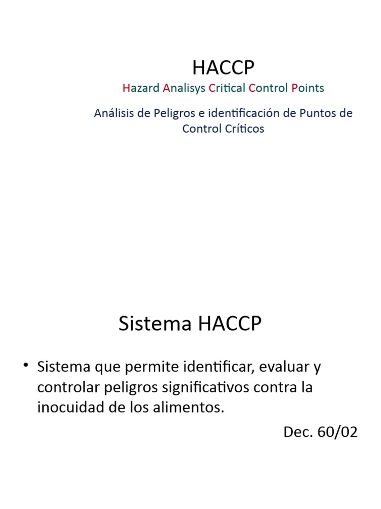 Principios Haccp Operativo | PDF | Análisis de Riesgo y Puntos Críticos de Control
