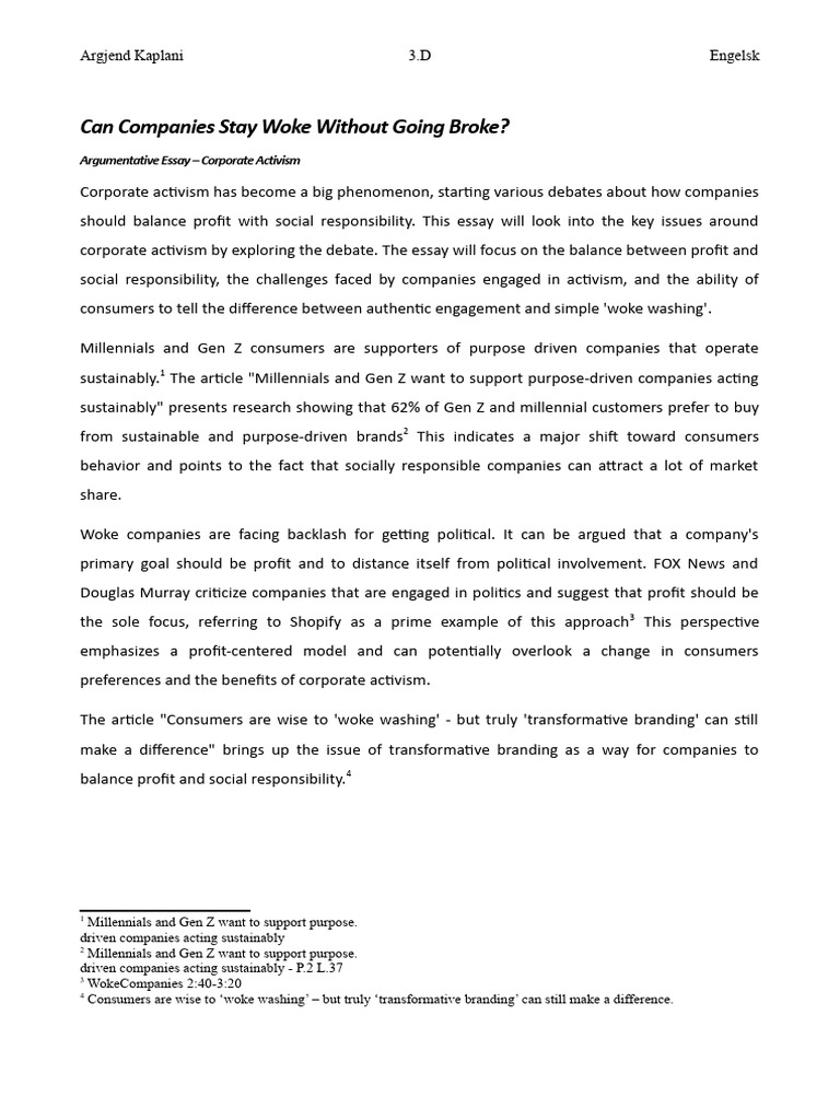 Corporate Activism: Profit vs. Responsibility | PDF | Corporate Social ...