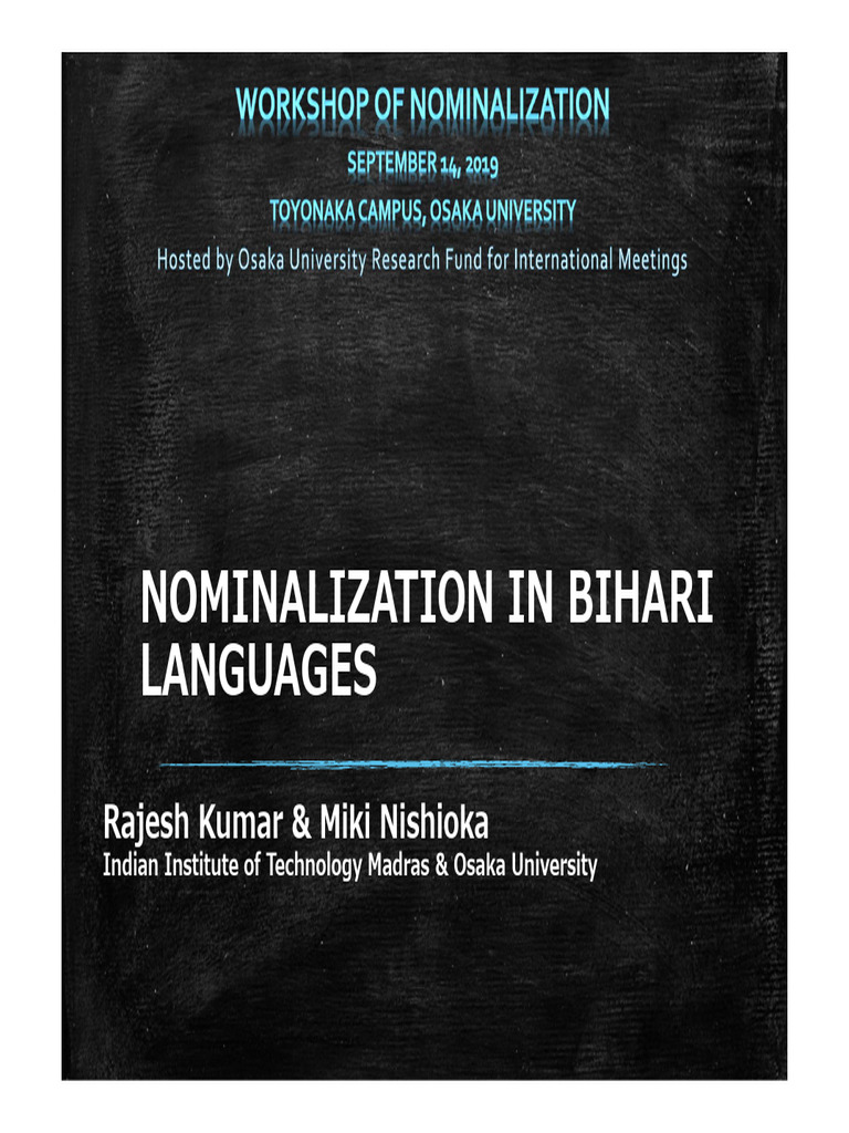 Nominalization in Bihari Langauges (Workshop) | PDF | Linguistics | Syntax