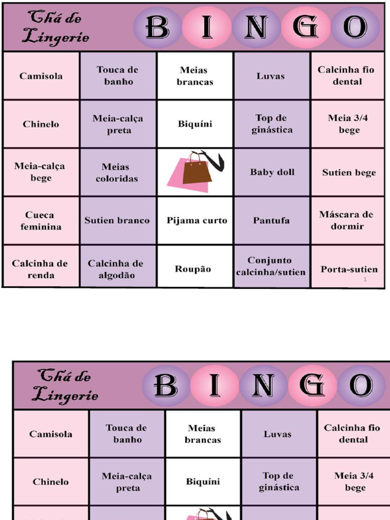 Bingo para chá de lingerie | PDF