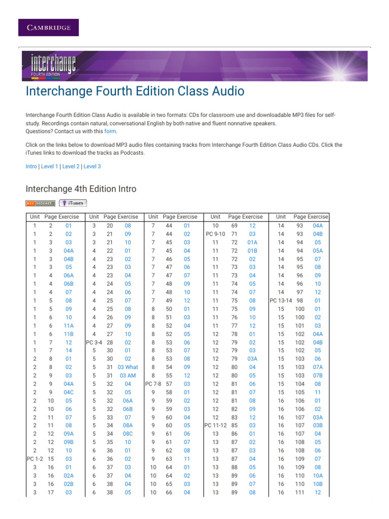 Interchange 4th Edition Class Audio | PDF | Digital Audio | Multimedia