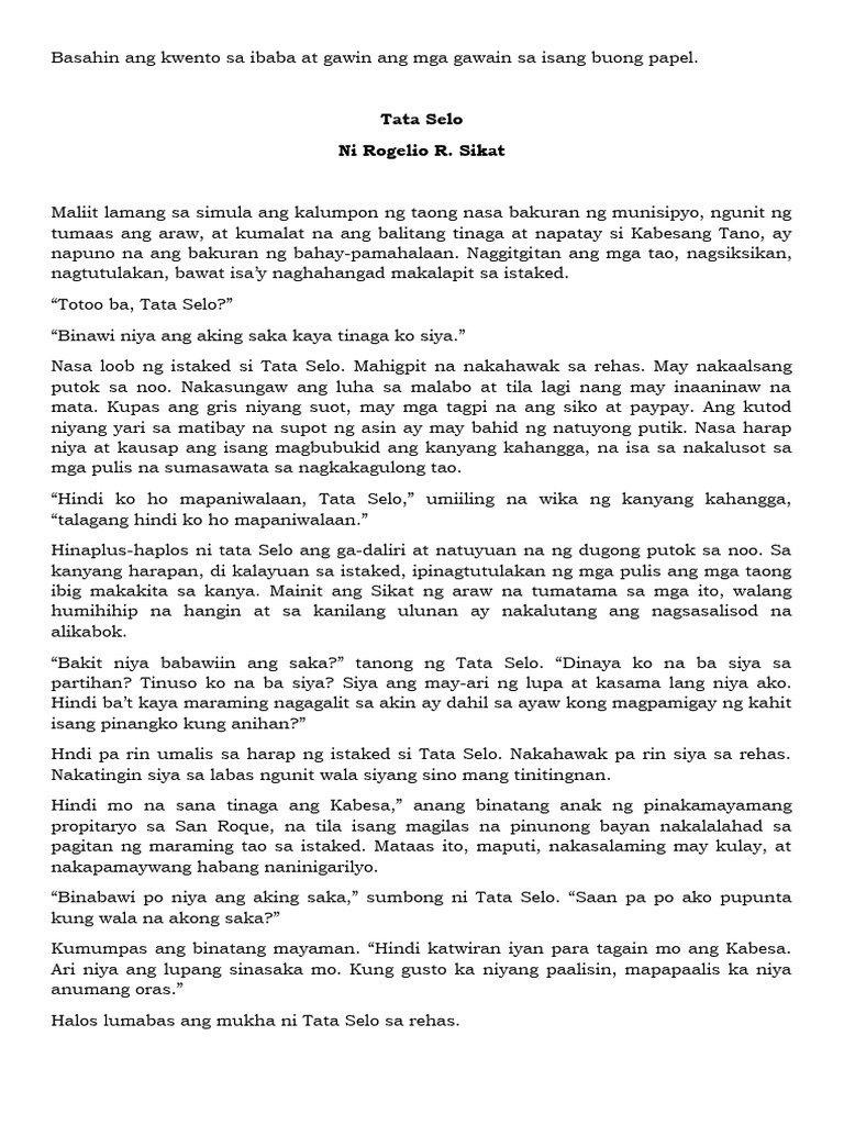Tata-Selo-ni-Rogelio-R.-Sikat | PDF