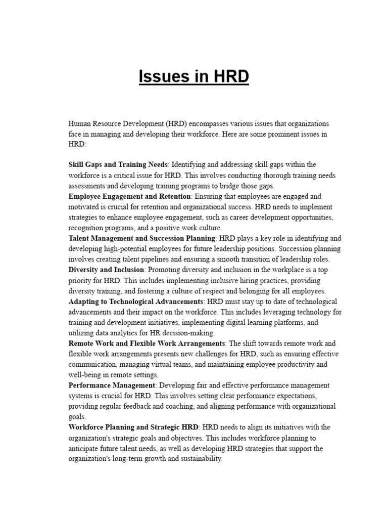 Issues in HRD | PDF | Strategic Management | Employee Retention