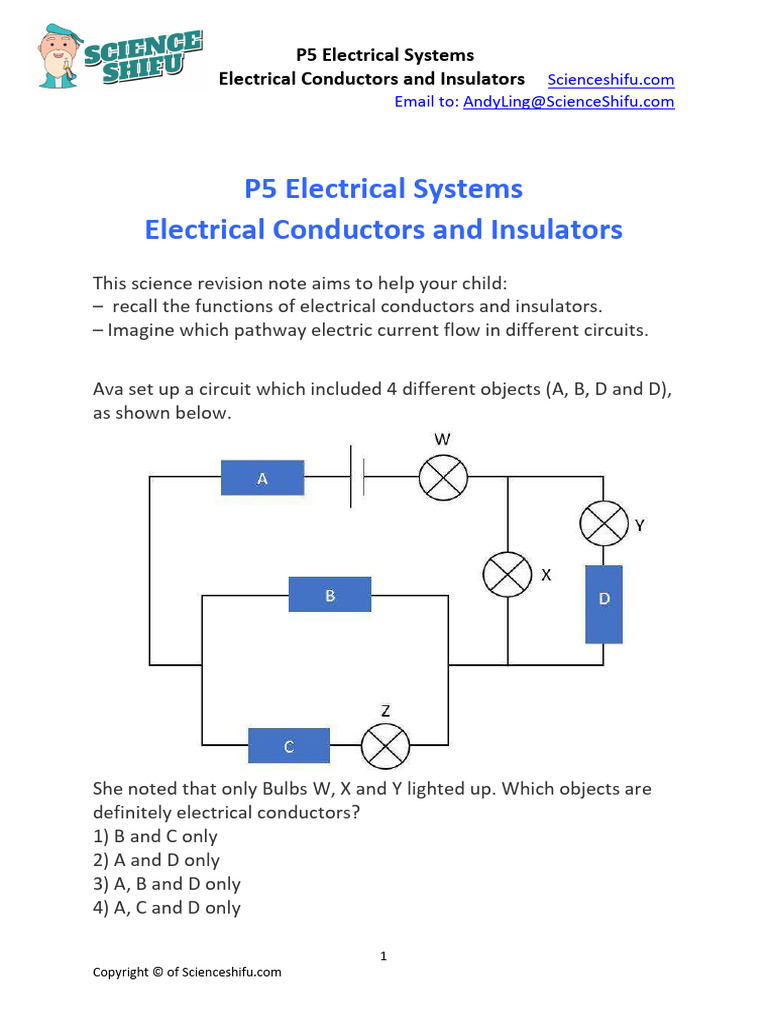 Science Notes - Electrical Conductors and Insulators | PDF | Electric ...