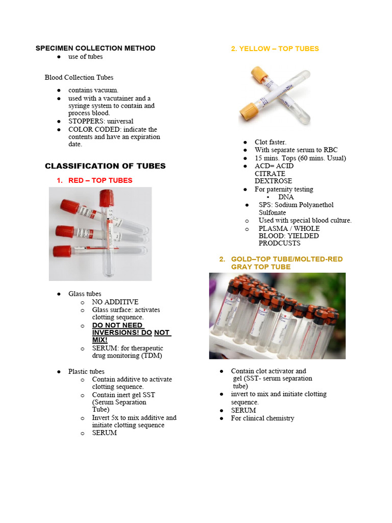 Specimen Collection Method | PDF | Coagulation ...