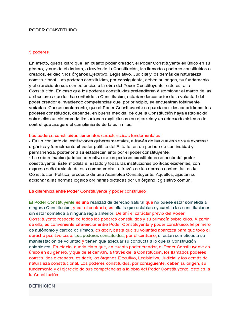 Poder Constituido | Descargar gratis PDF | Constitución | Ejecutivo ...