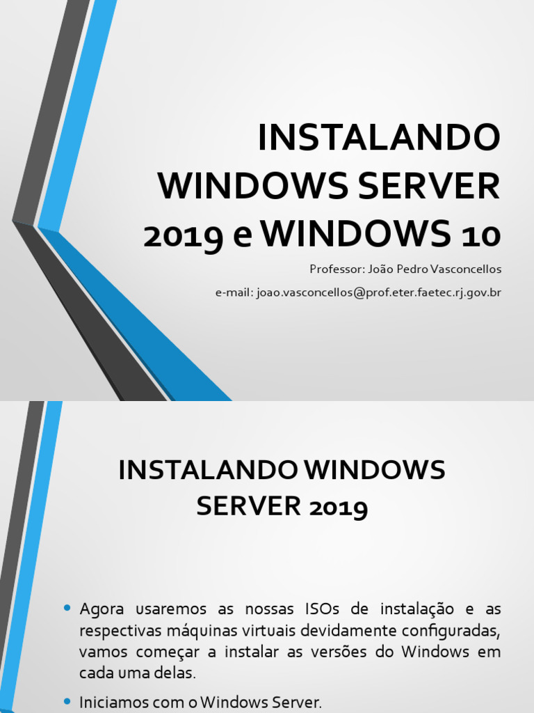 Instalação do Windows Server 2019 e 10 | PDF | Microsoft Windows ...