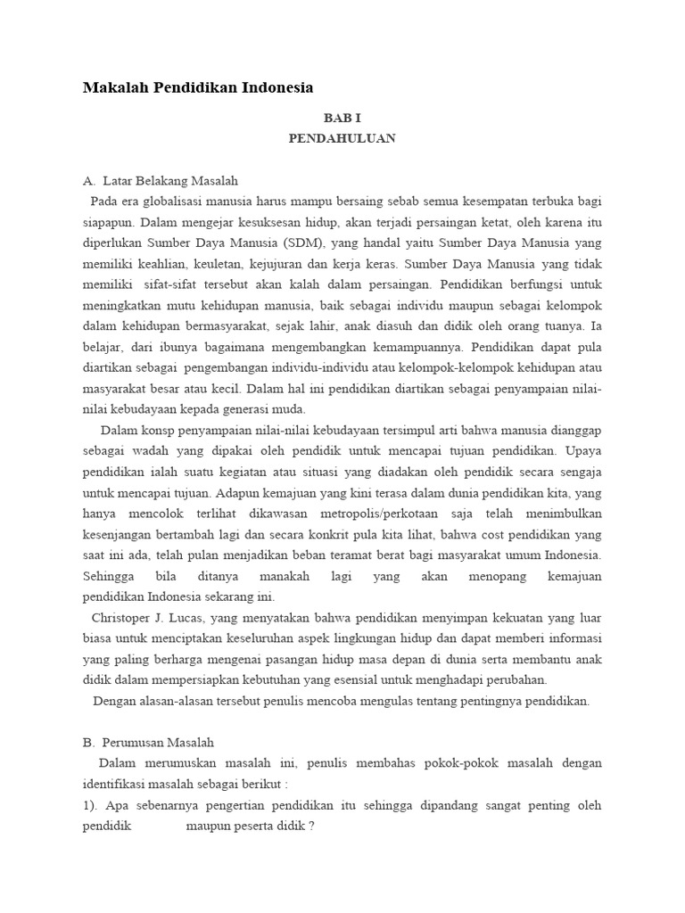 Makalah Pendidikan Indonesia | PDF | Karier & Perkembangan