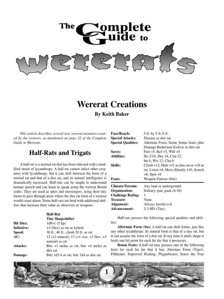 New Wererat Monsters Explained | PDF