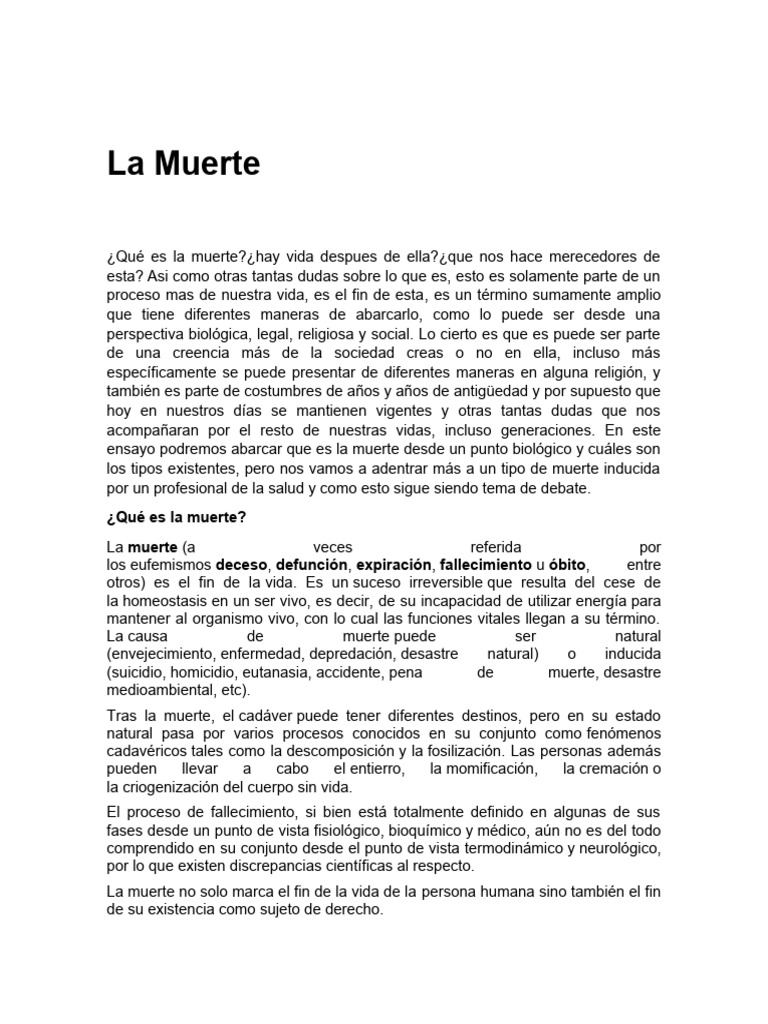 Ensayo Sobre La Muerte | PDF | Muerte | Cuidados paliativos