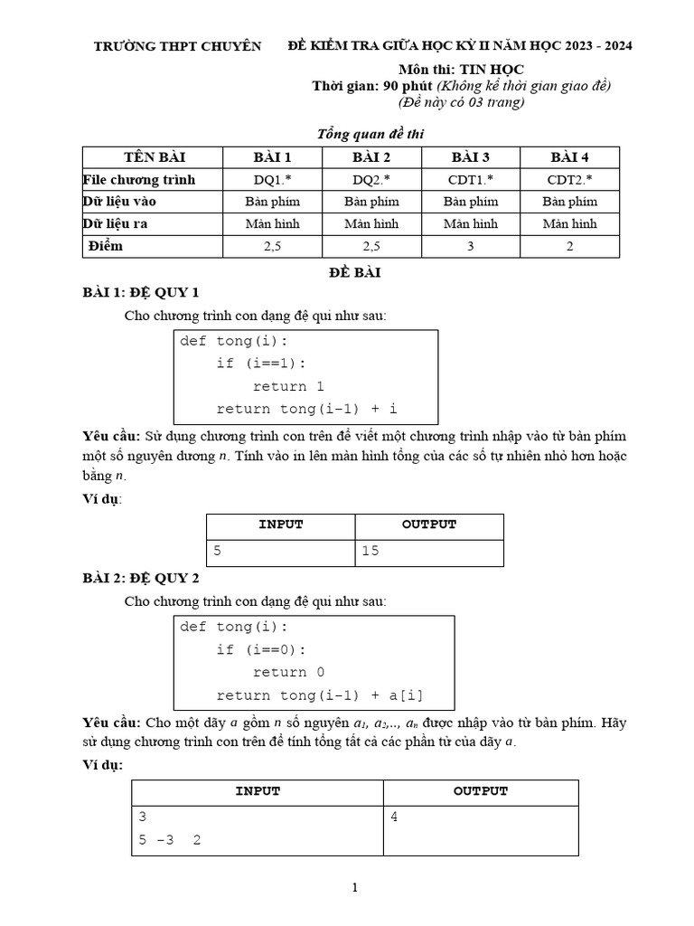 De Thi HKII Lop 11 Tin | PDF