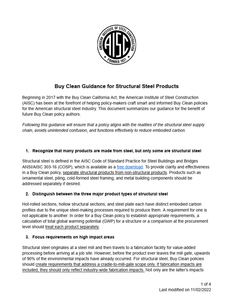 Buy Clean Guidance For Structural Steel Products | PDF | Policy ...