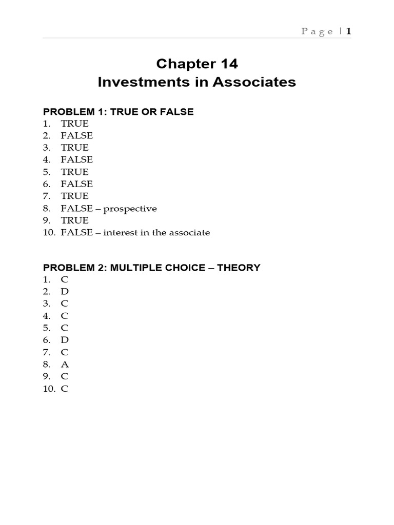 SOLMAN CHAPTER 14 INVESTMENTS IN ASSOCIATES - IA PART 1B - 2020ed | PDF ...