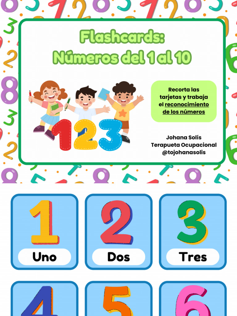 Tarjetas de Números Del 1 Al 10 | PDF