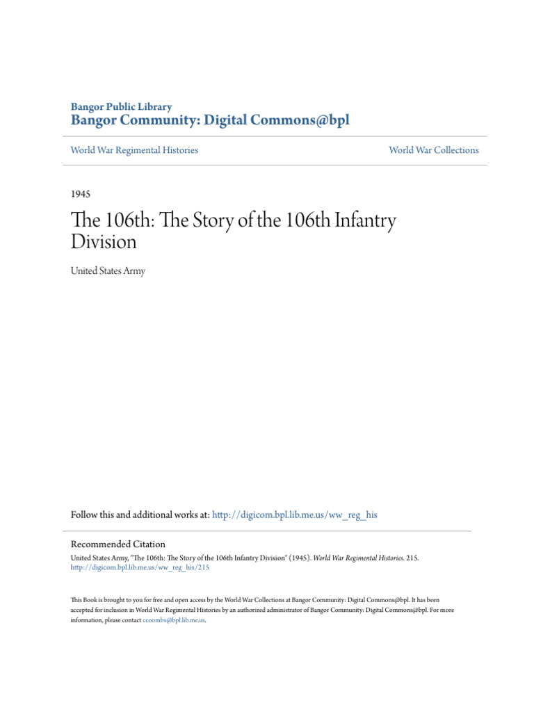 The 106th - The Story of The 106th Infantry Division | PDF | Battle Of ...