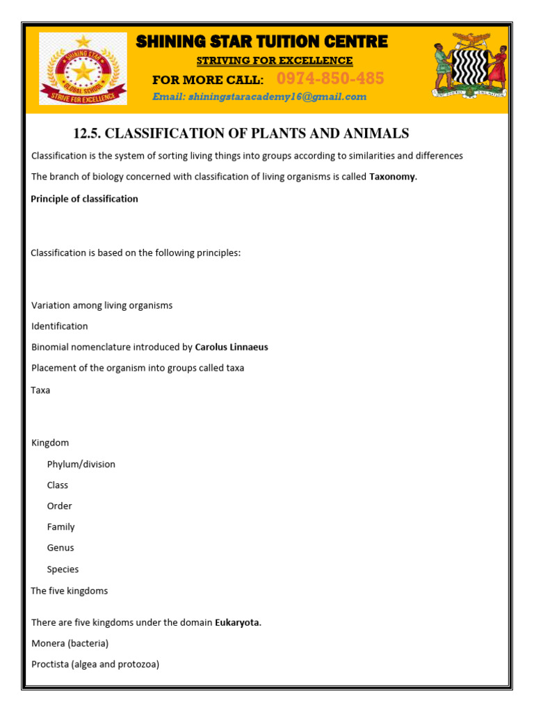 Classification of Plants and Animals | PDF | Organisms | Plants