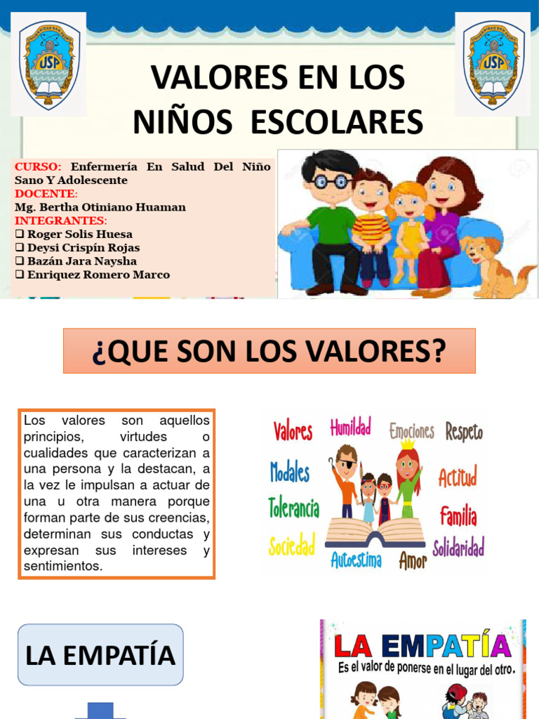 VALORES EN LOS NIÑOS ESCOLARES | PDF | Amor | Libertad