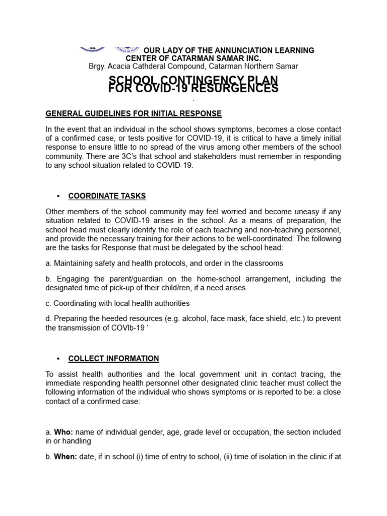 Contingency Plan | PDF | Learning