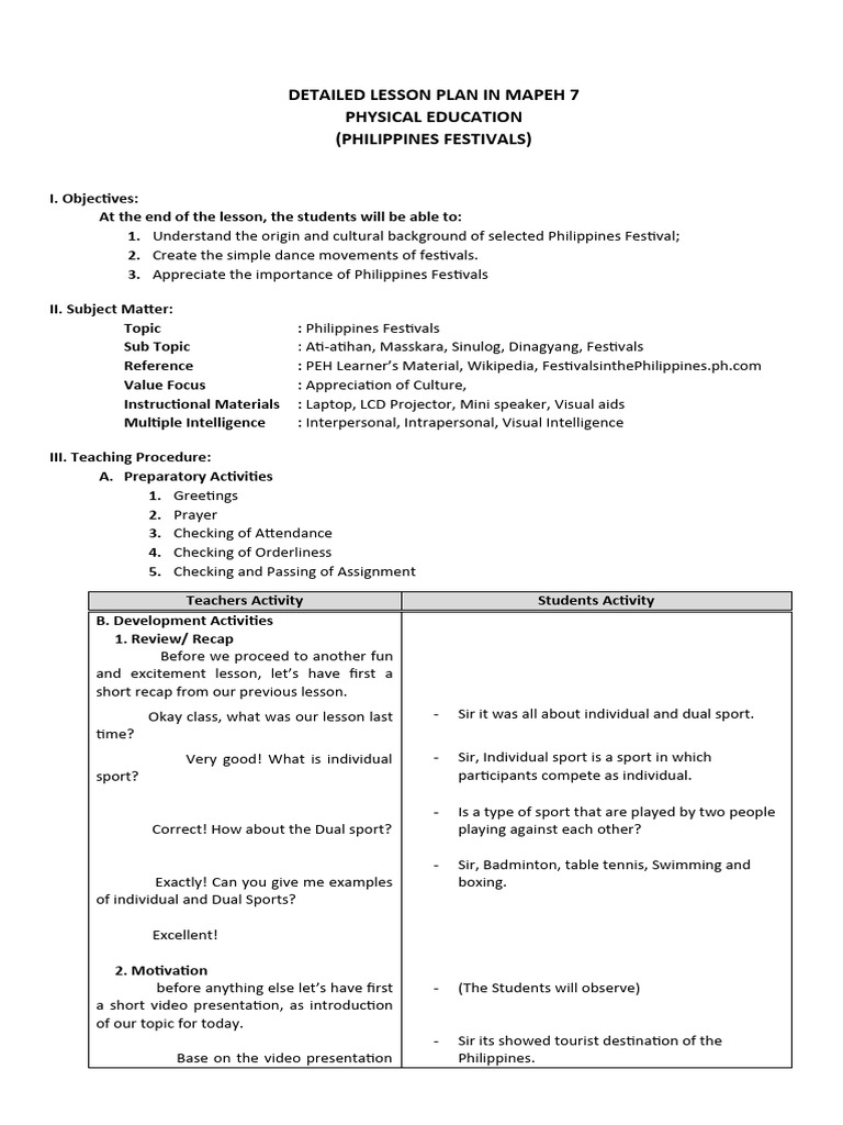 Detailed Lesson Plan in Mapeh 10 Final | PDF | Cebu | Philippines