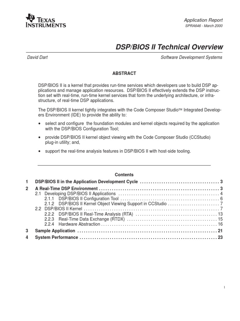 DSP/BIOS II Technical Overview: Application Report | PDF