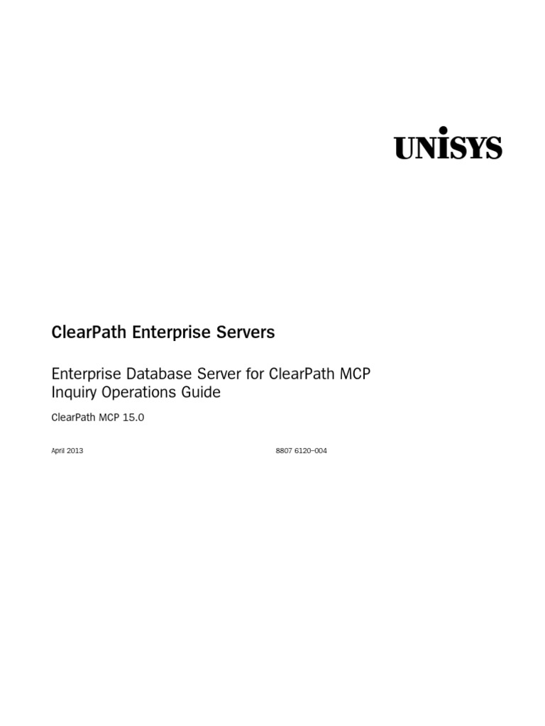 UNISYS-Enterprise Database Server Inquiry Operations Guide | PDF | Databases | Information