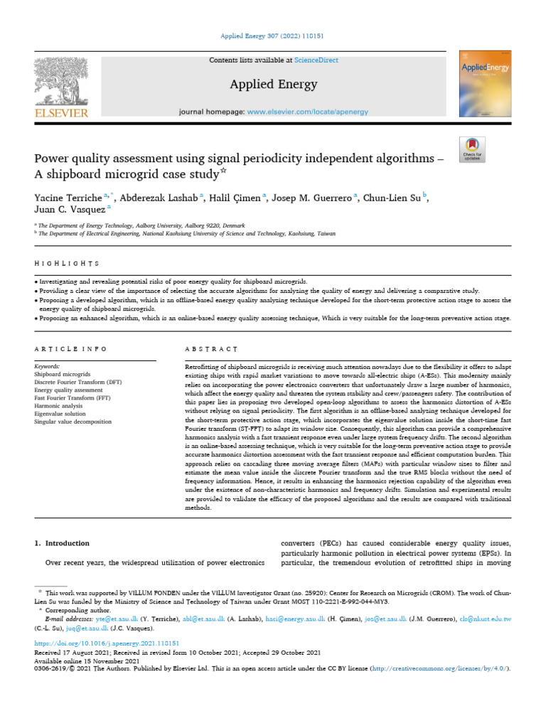 Power Quality Assessment Using Signal Periodicity Independent Algorithms - A Shipboard Microgrid ...