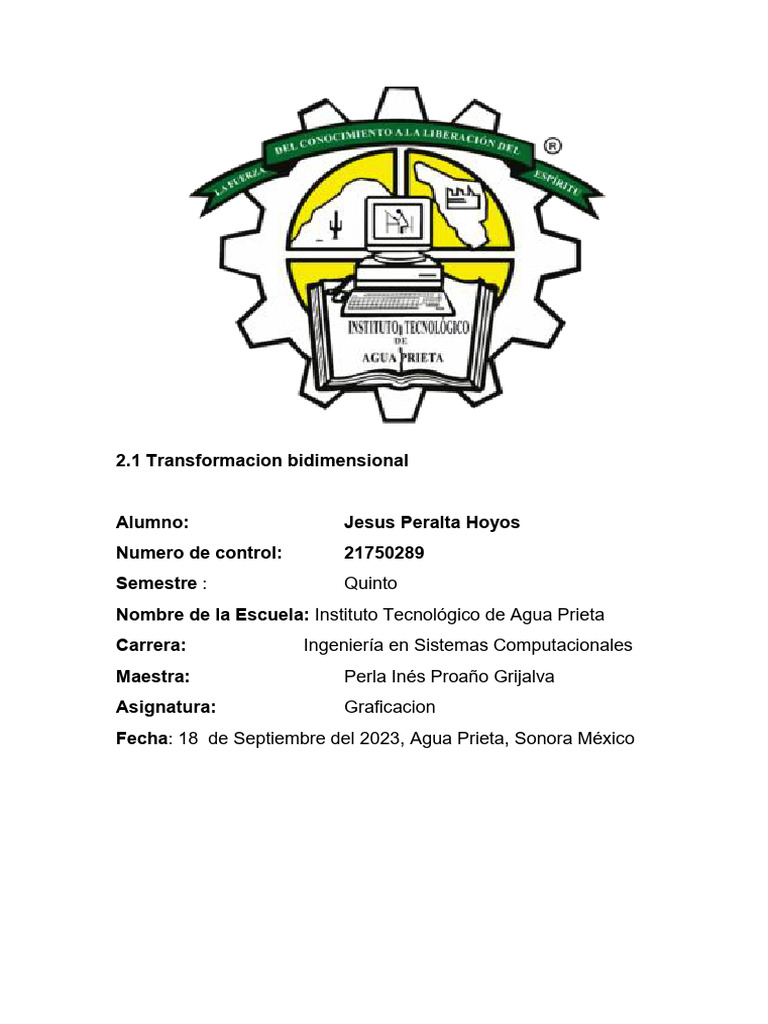 2.1 Transformacion Bidimensional Jesus Peralta Hoyos | PDF | Rotación ...