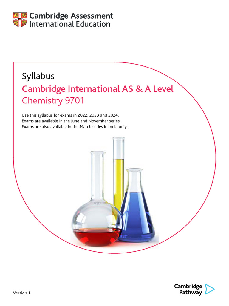 Syllabus: Cambridge International AS & A Level Chemistry 9701 | PDF | Chemical Bond | Ionic Bonding
