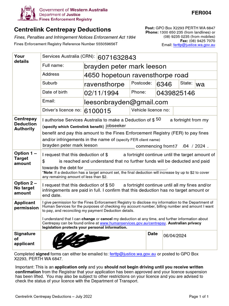 Centrepay Deduction Guide | PDF