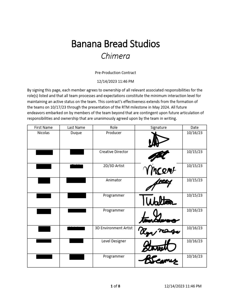 Bananabreadstudios Contract | PDF | Video Game Development | Software Bug