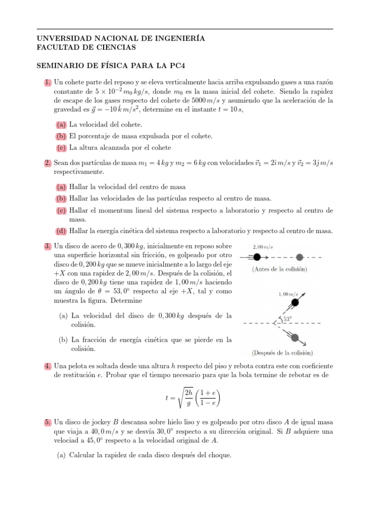 Problemas de Física Avanzada para PC4 | PDF | Masa | Fuerza