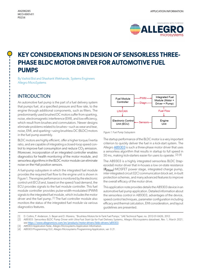BLDC Motor Driver for Fuel Pumps | PDF | Electric Motor | Electromagnetism
