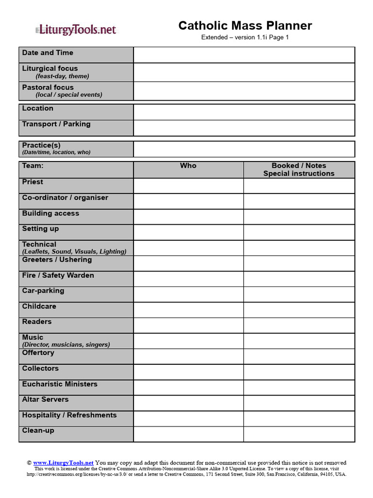 Catholic Mass Planning Guide | PDF | Mass (Liturgy) | Eucharist