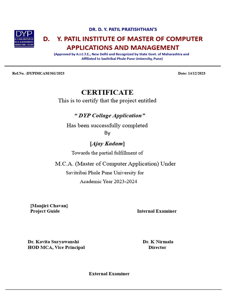 Letter Head - Final Certificate | PDF
