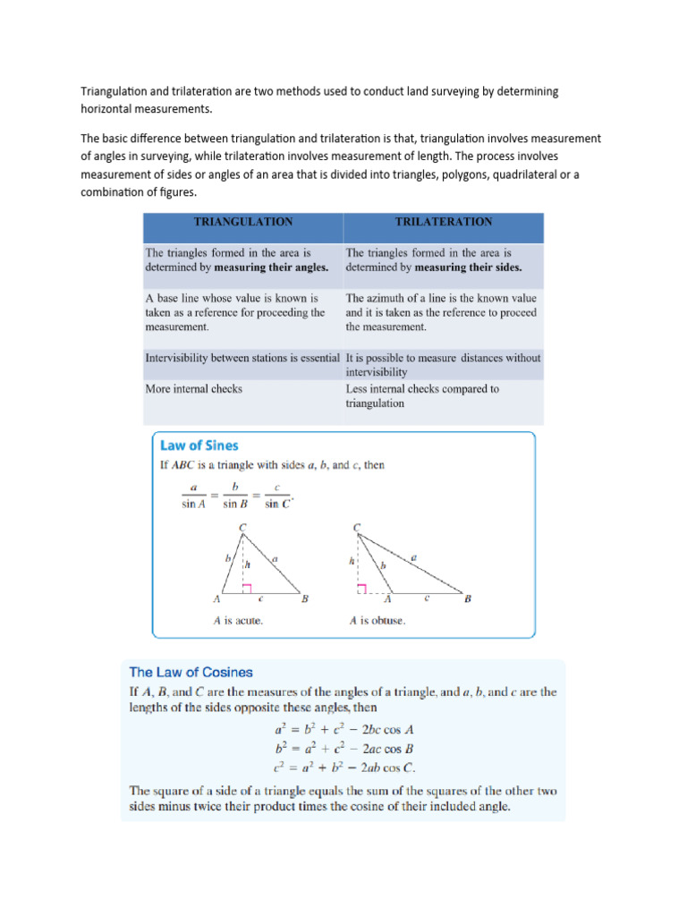 Complete Notes of TRIANGULATION and Trilateration | PDF | Surveying ...