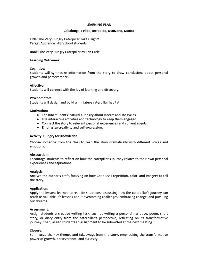 Lit 1 Learning Plan For Demo Teaching | PDF