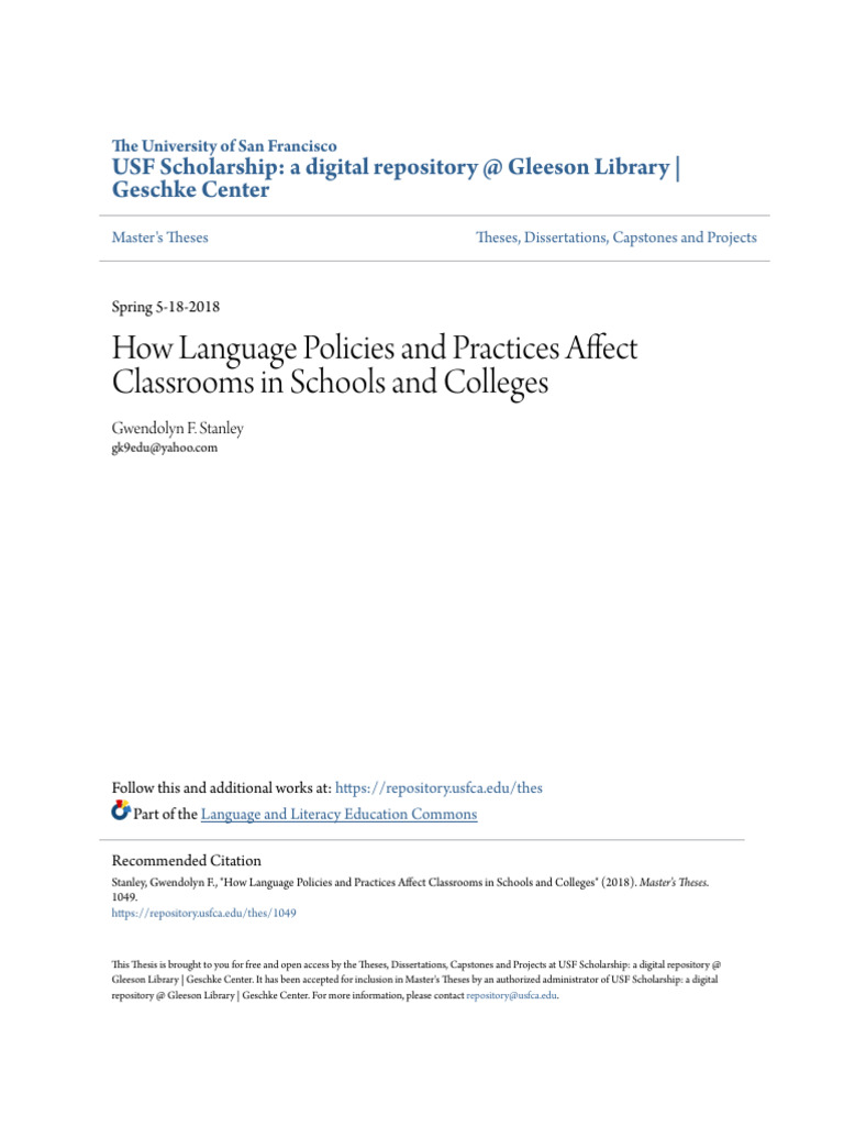 How Language Policies and Practices Affect Classrooms in Schools | PDF ...