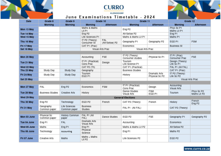 June Exam Timetable 2024 | Download Free PDF | Liberal Arts Education ...