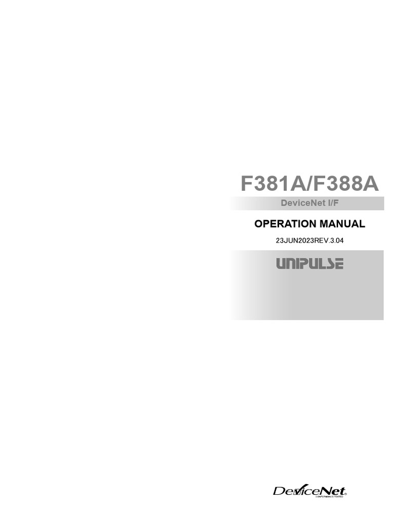 F381A F388A DeviceNet 3.04en | PDF | Input/Output | Computer Network