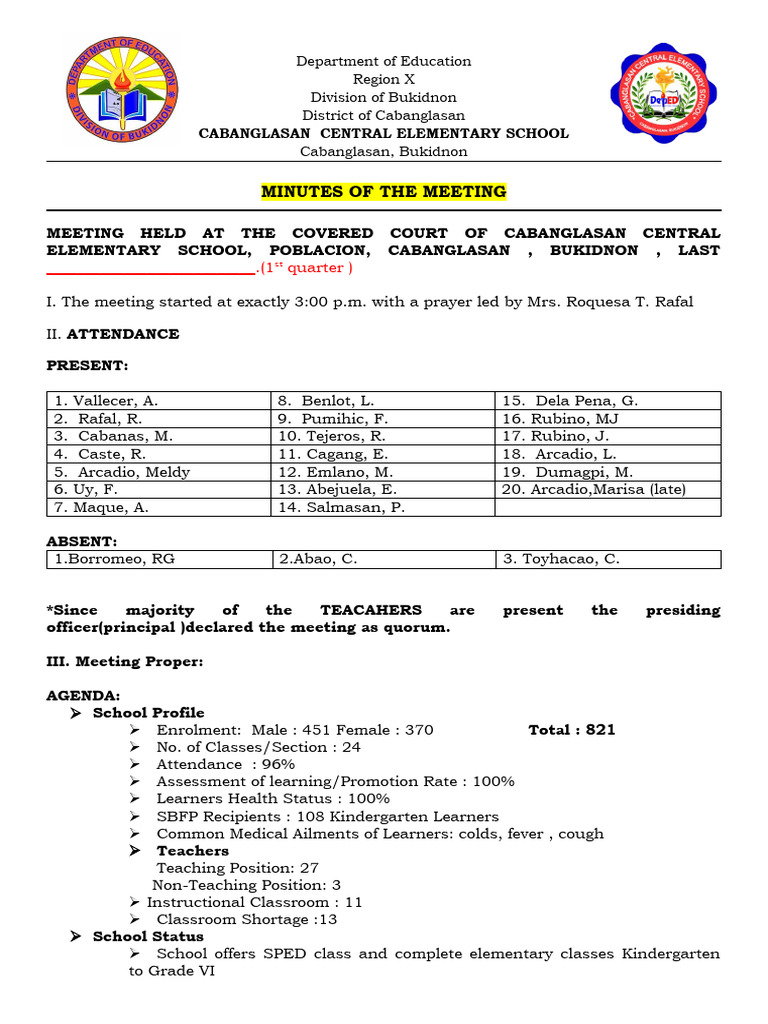 2023 CCES SMEA Minutes of the Meeting | PDF | Learning Disability ...