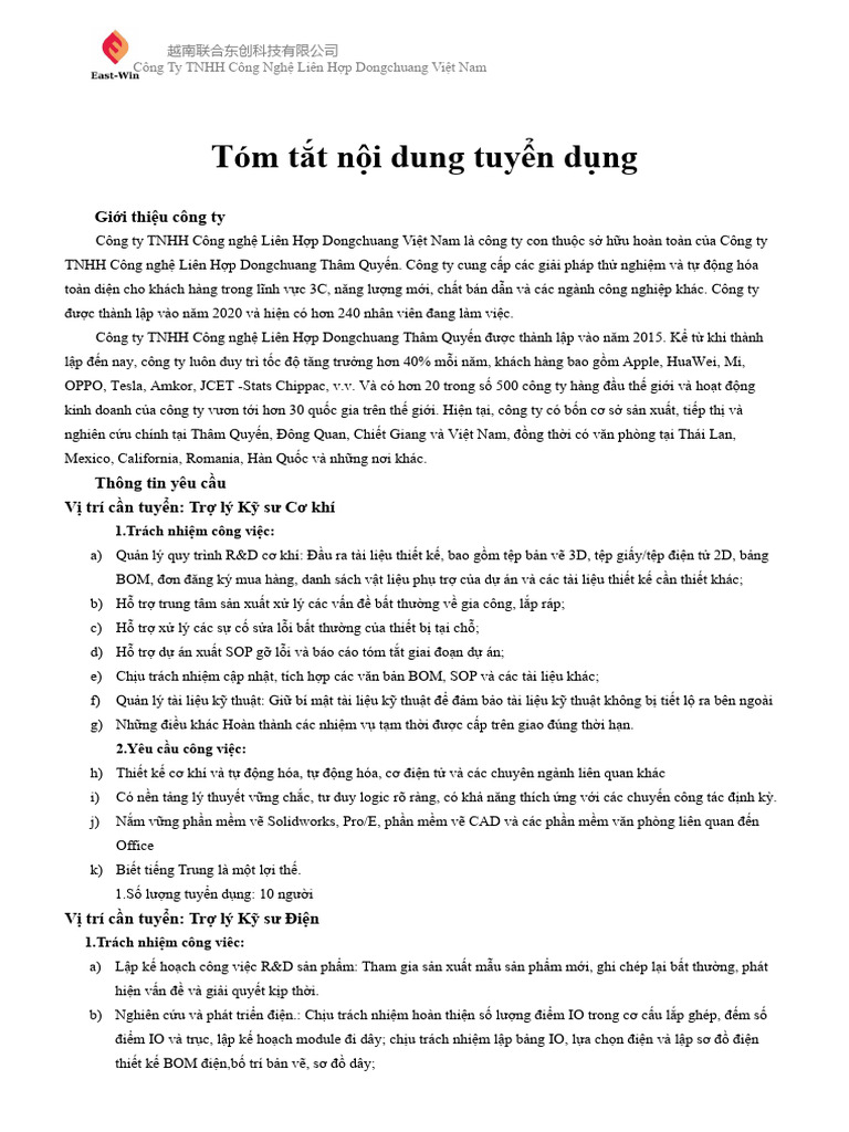 Tai Liu Tuyn DNG Cty Dongchuang VN | PDF