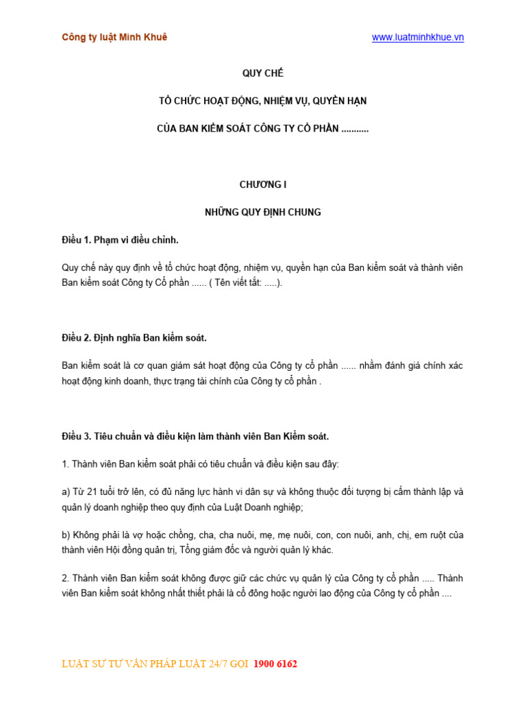 Mau Quy Che Ban Kiem Soat Cong Ty Co Phan | PDF