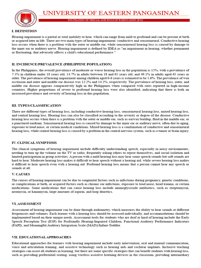 Hearing Impairment Pdf Hearing Loss Health Sciences