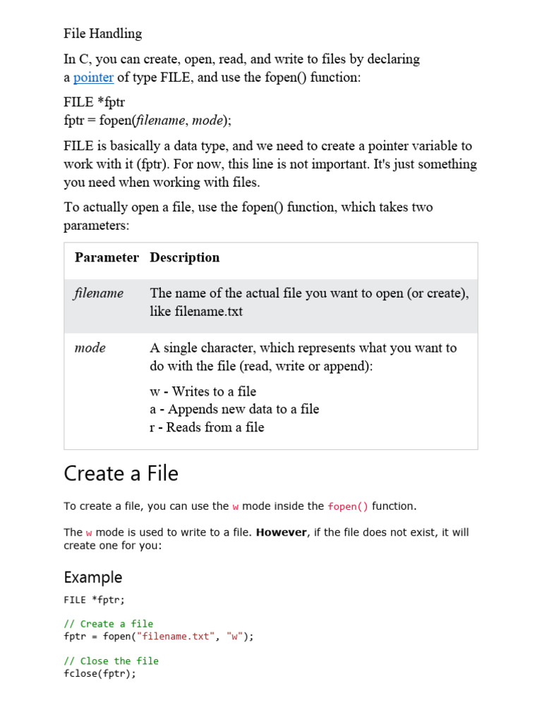C Language File Handling Pdf Computer File Filename