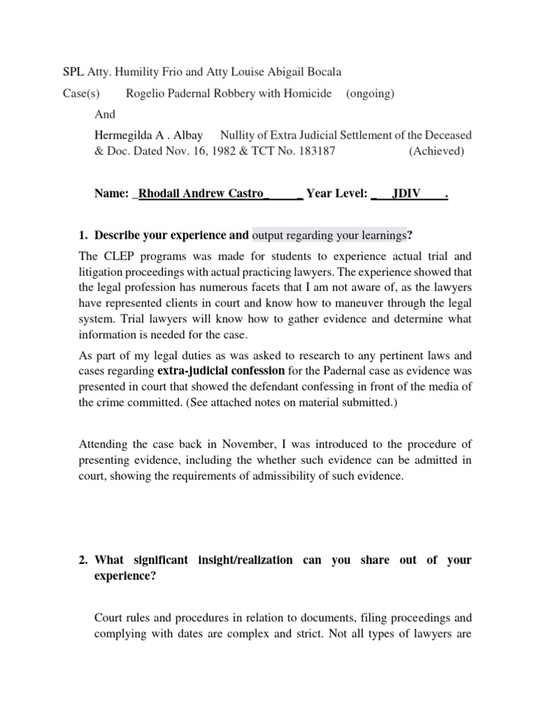Insights from CLEP Legal Experience | PDF | Lawyer | Lawsuit